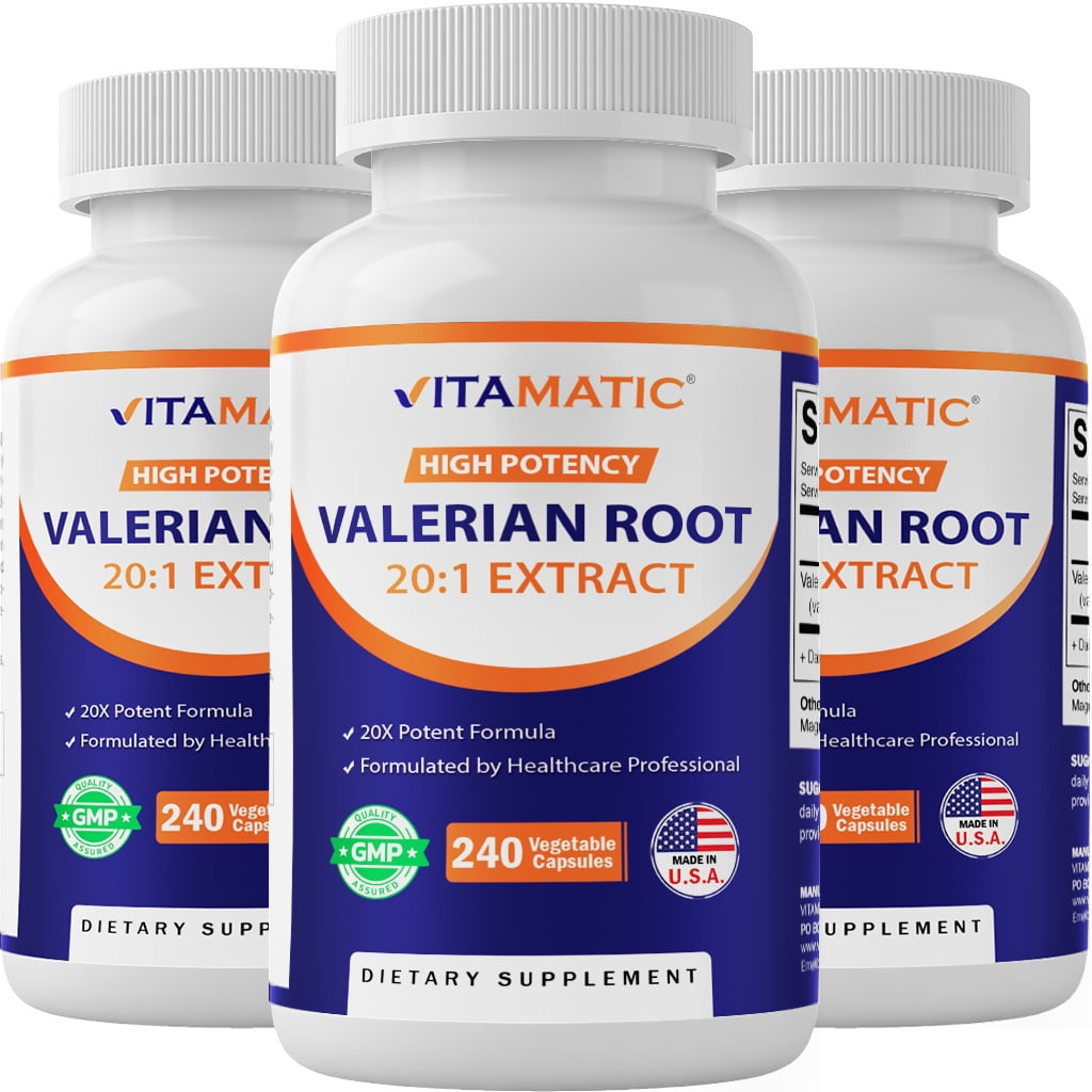 3 Pack Vitamatic Valerian Root 5000 mg Equivalent per Capsule - 240 ...