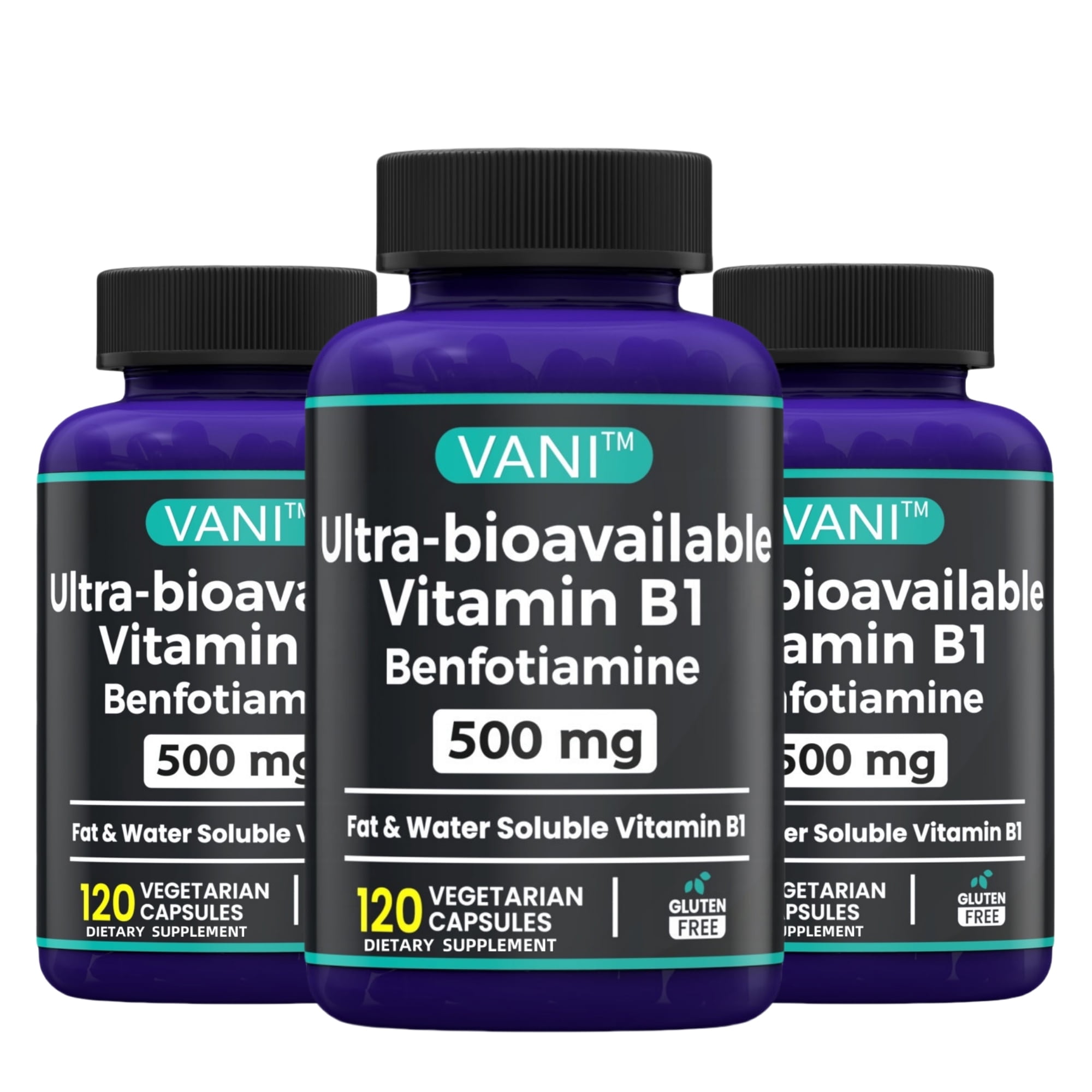 （3 Pack）Vitamin B1 Benfotiamine 500mg Supplement -Thiamine B1 ...