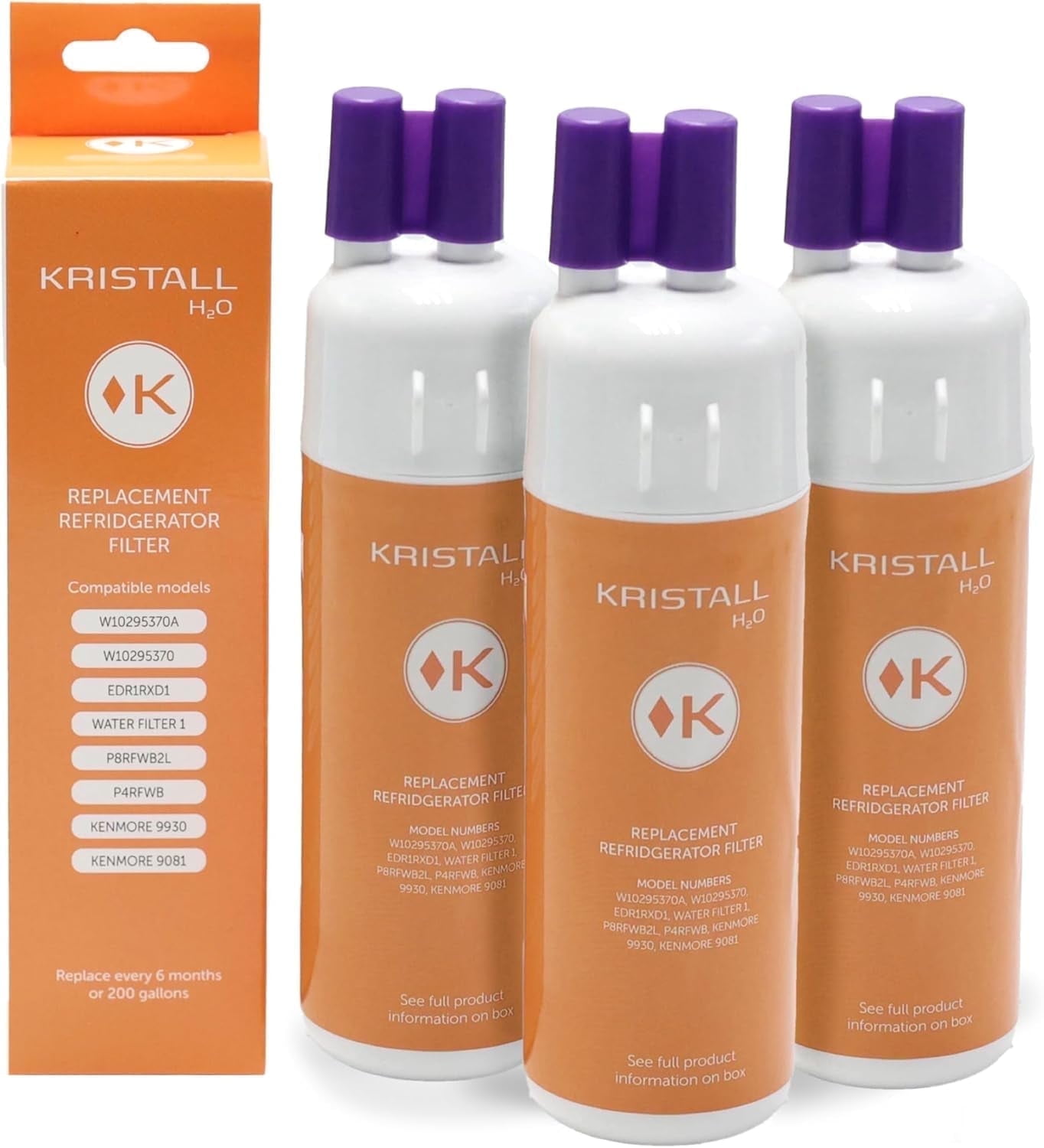 3-Pack W10295370A Water Filter Replacement, Compatible with EDR1RXD1 ...