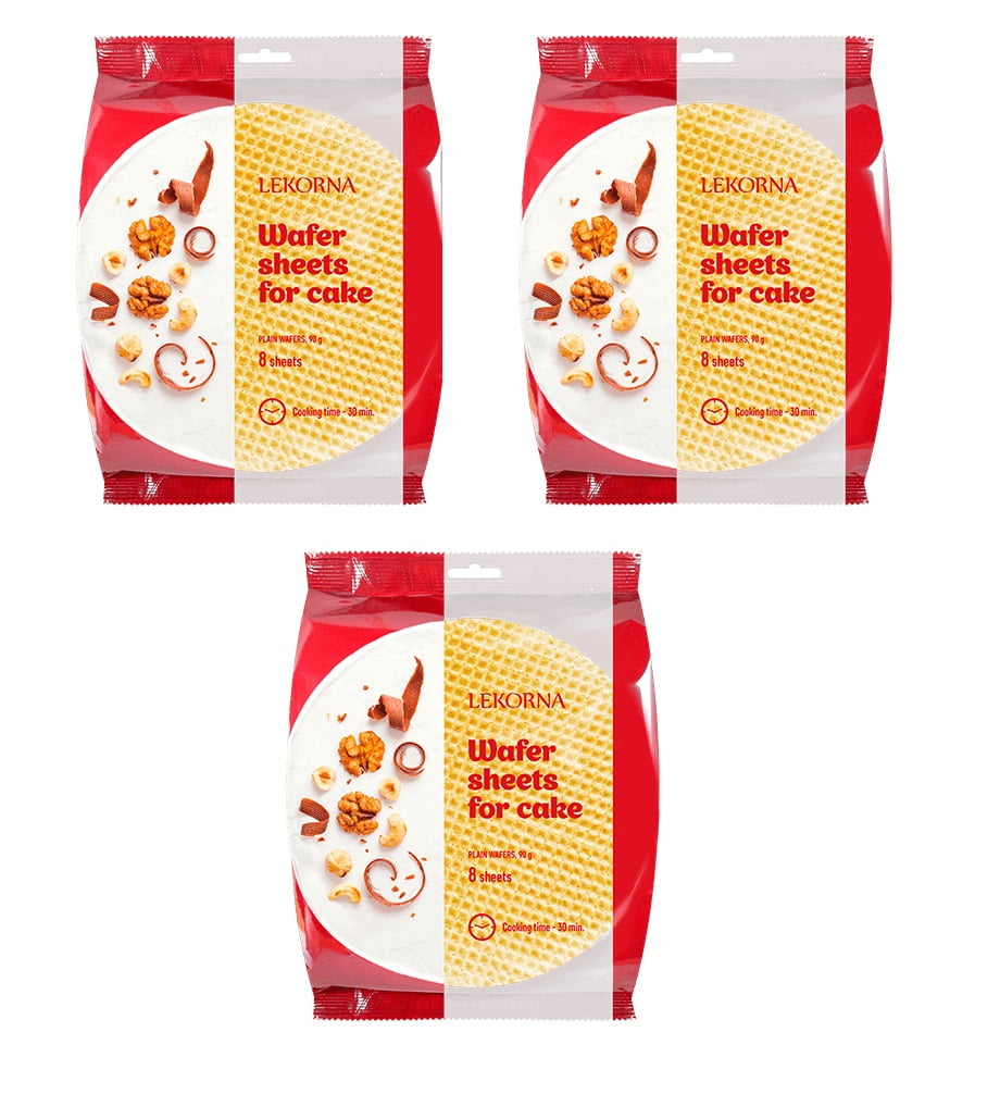 3 Pack - Wafer Sheets Pack of 8 Round Tort Veselka Wafers Plain W3.2oz ...