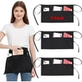 3 Pack Waist Apron with 3 Pockets, Unisex Black Waiter Aprons, Water ...