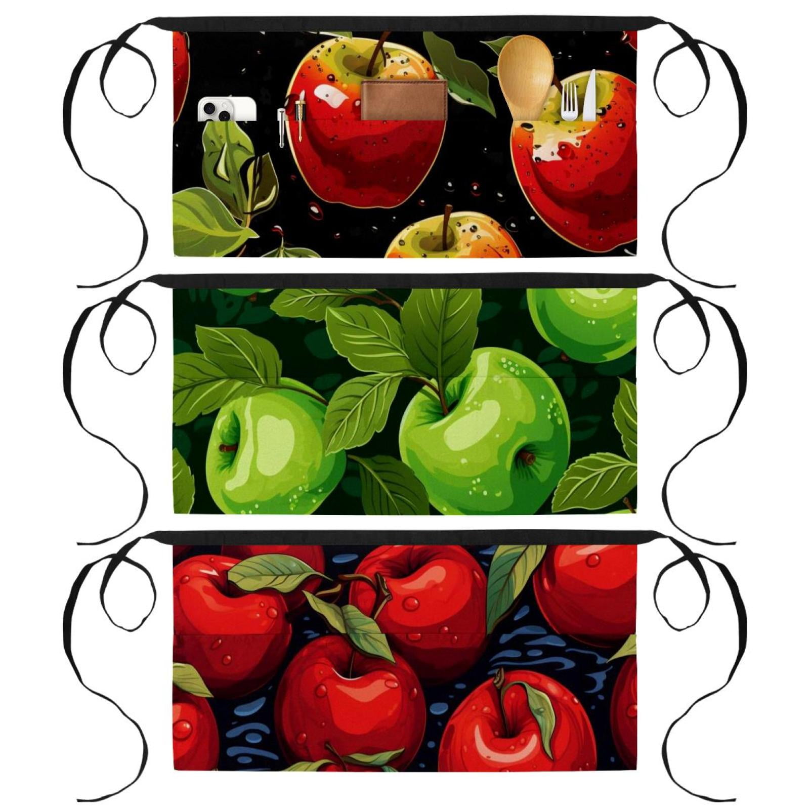 3 Pack Waists Apron with 3 Pockets Waitress Apron Fruit Server Apron ...
