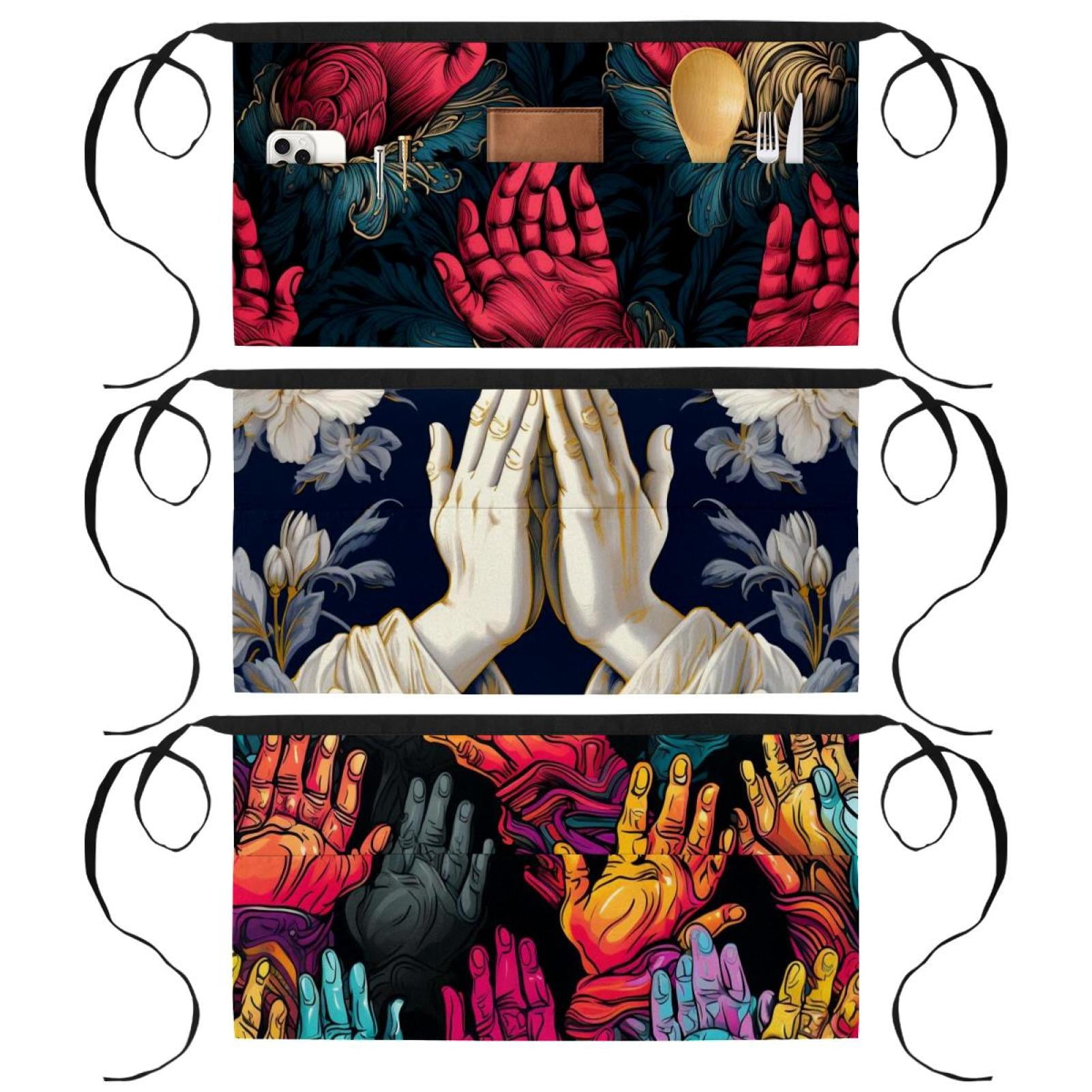 3 Pack Waists Apron with 3 Pockets Waitress Apron Praying hands Server ...