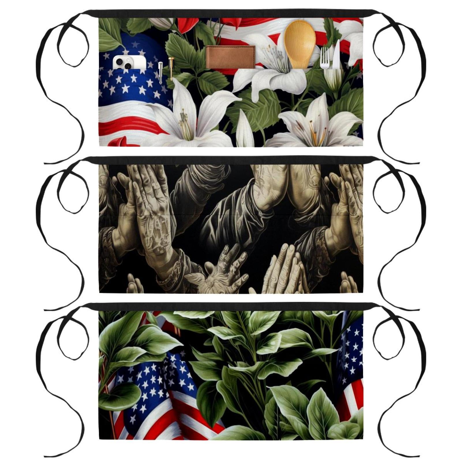 3 Pack Waists Apron with 3 Pockets Waitress Apron Praying hands Server ...