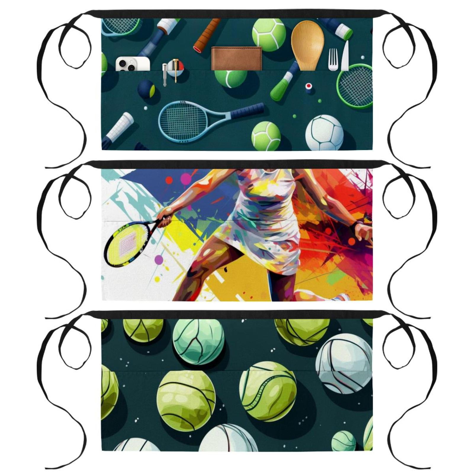 3 Pack Waists Apron with 3 Pockets Waitress Apron Tennis Ball Server ...