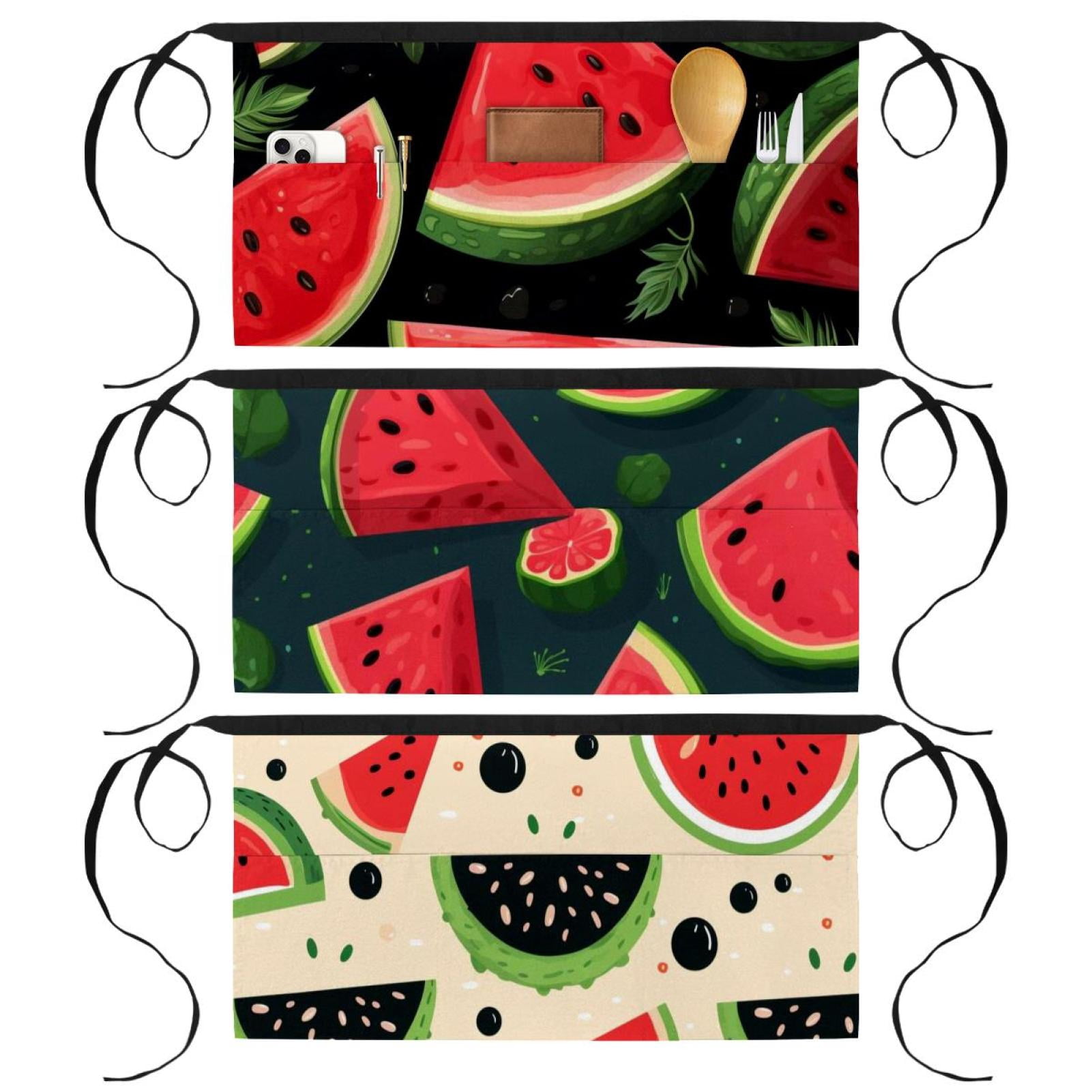 3 Pack Waists Apron with 3 Pockets Waitress Apron Watermelon Server ...