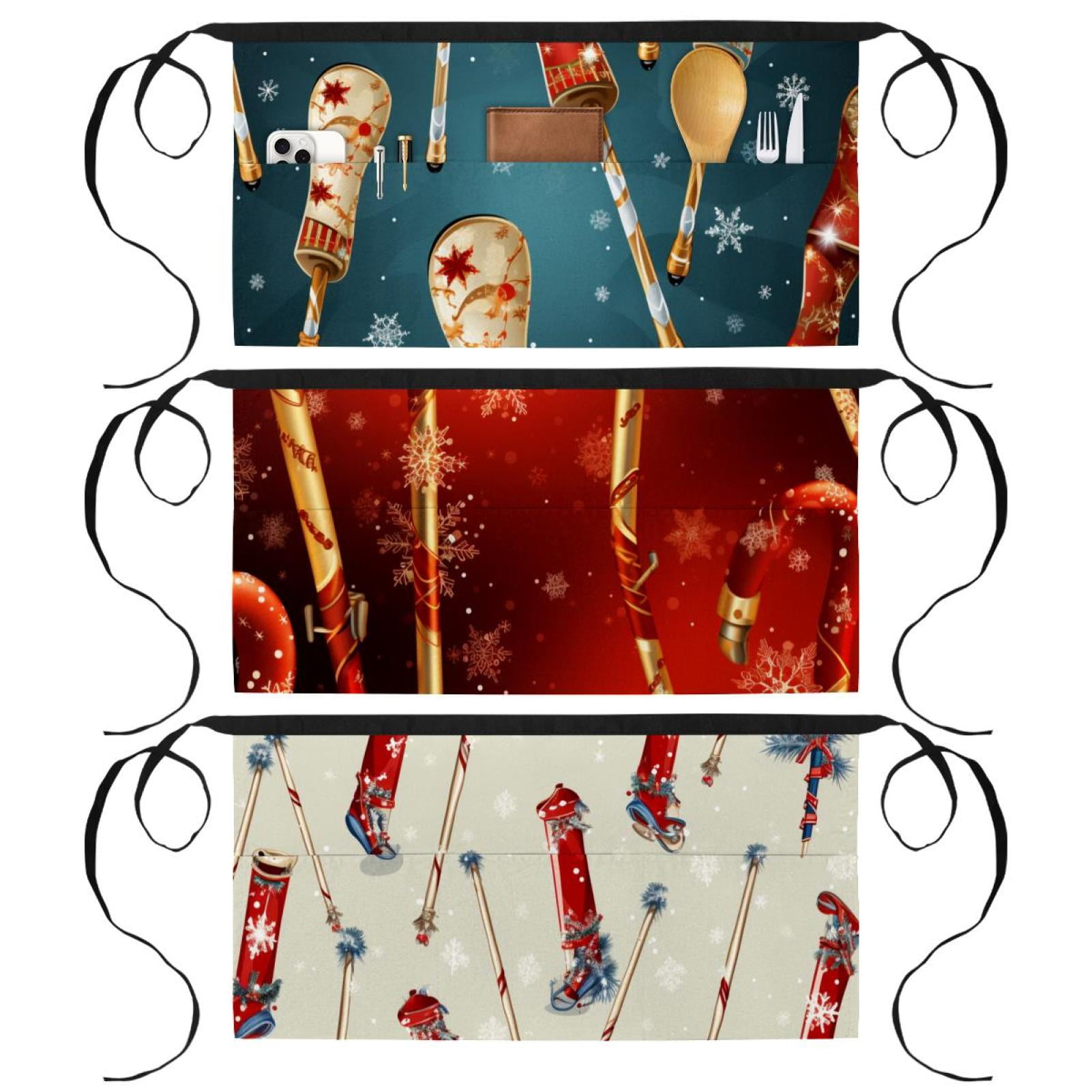 3 Pack Waitress Apron With 3 Pockets - Christmas Crutch Server Aprons ...
