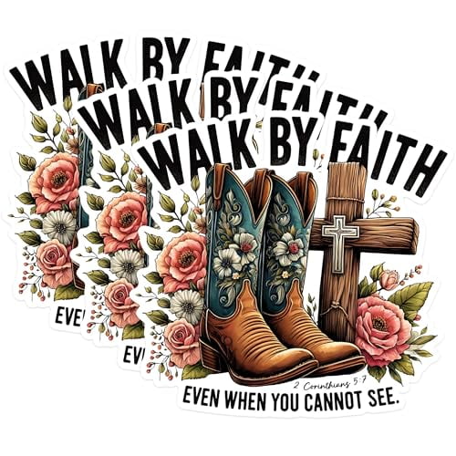 (3 Pack) Walk by Faith Decals - Cowboy Boots Cross - Inspirational ...