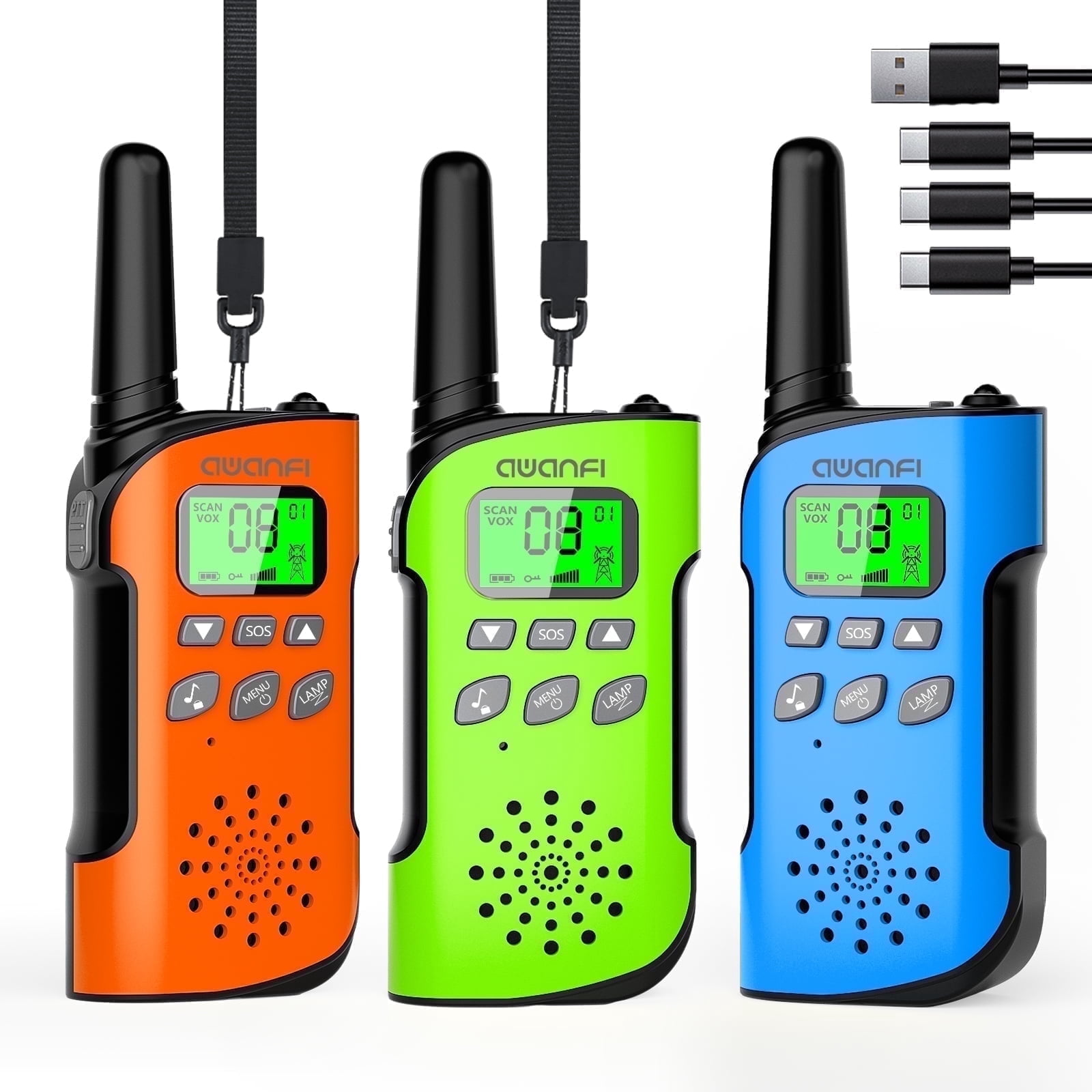 3 Pack Walkie Talkies for Kids, AWANFI Rechargeable Two-Way Radio Long ...