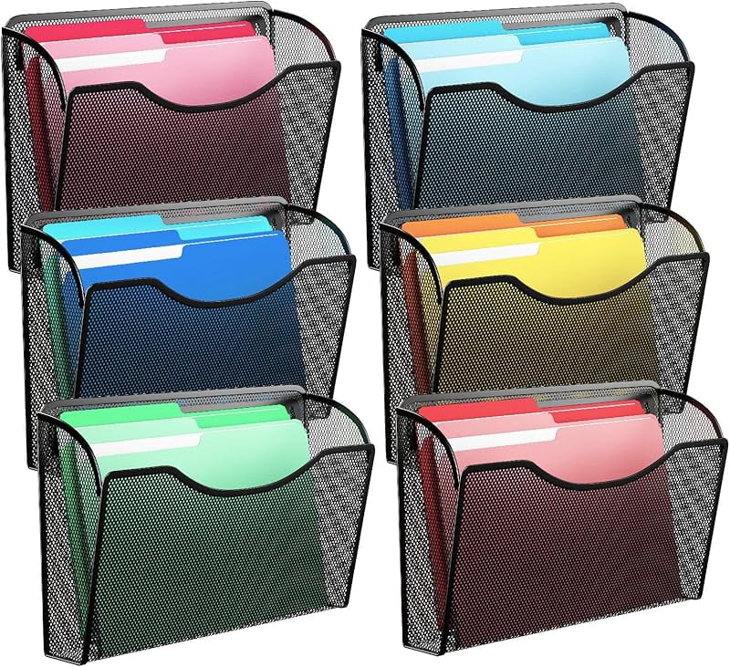 3 Pack Wall File Organizer, Vertical Mounted File Folder Binder Holder ...