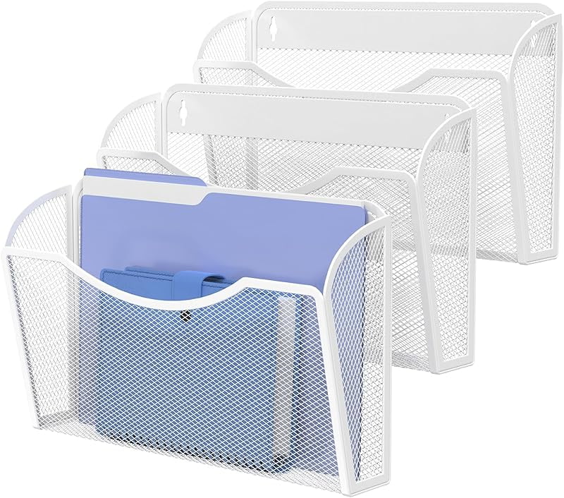 3 Pack Wall File Organizer, Vertical Mounted File Folder Binder Holder ...