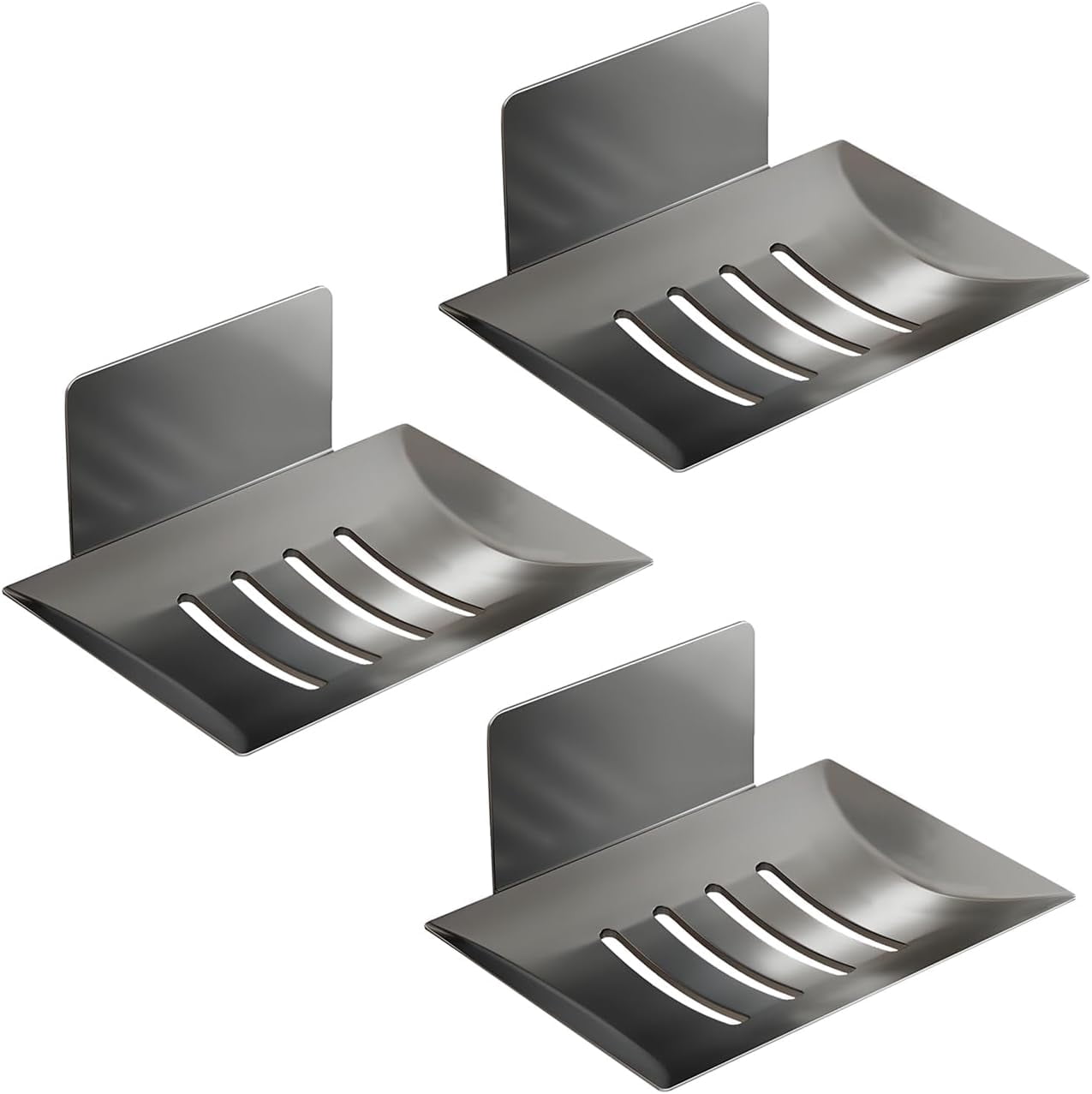 3 Pack Wall Mount Soap Tray for Shower, Adhesive Carbon Steel Soap Dish ...