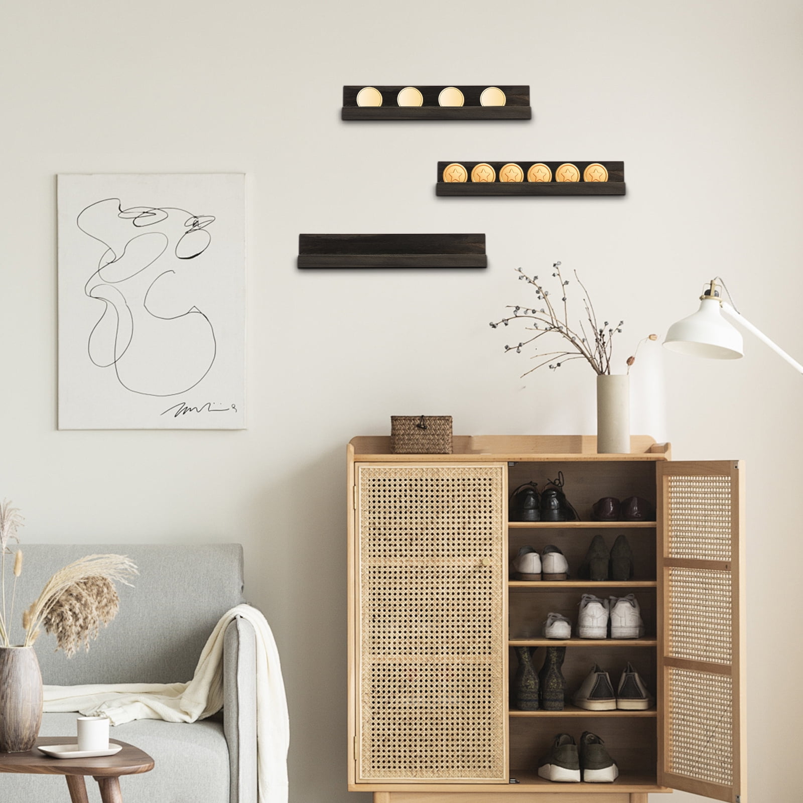 3 Pack Wall Mounted Rustic Dark Burnt Wood Military Challenge Coin ...