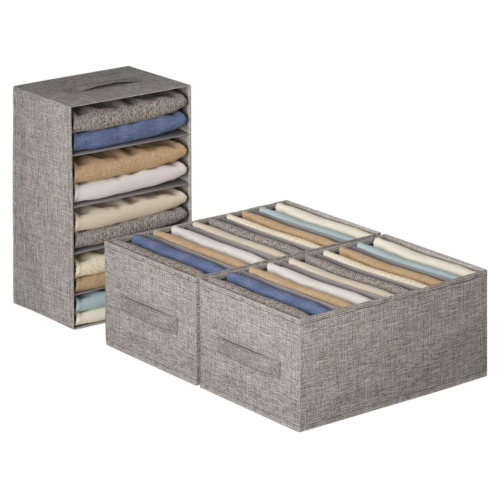3 Pack Wardrobe Clothes Organizer for Jeans Sized 0-10, 7 Compartments ...