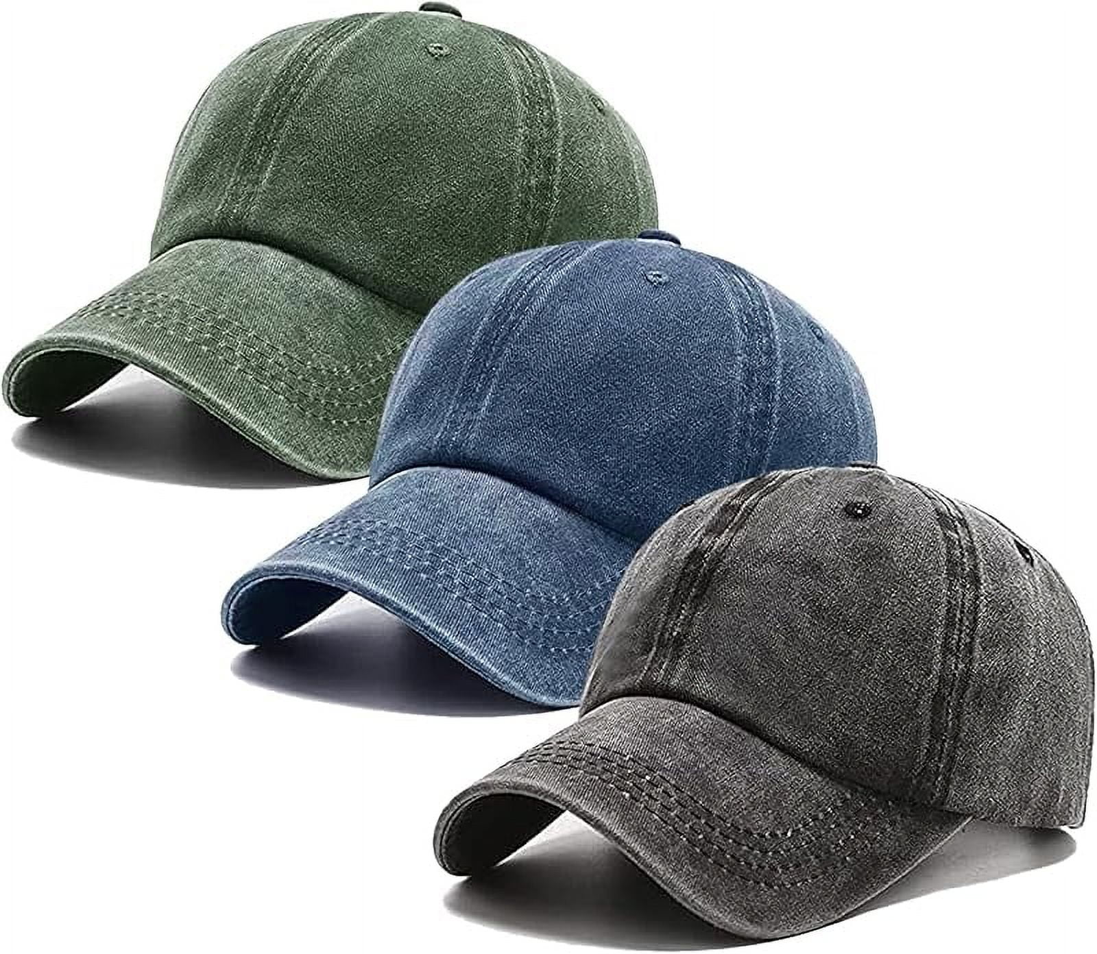 3 Pack Washed Plain Vintage Baseball Cap Cotton Adjustable Twill Bulk ...
