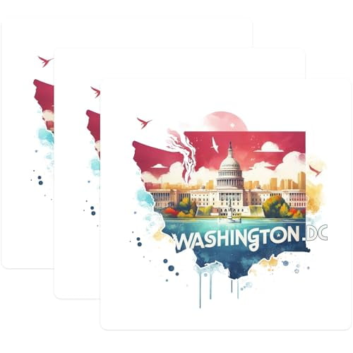 (3 Pack) Washington DC Decals - US Capital City Stickers - Laptop Decal ...