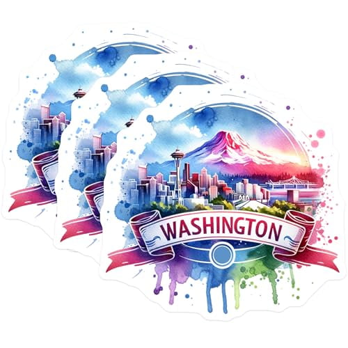 (3 Pack) Washington State Decals - Seattle Skyline - Mount Rainier ...