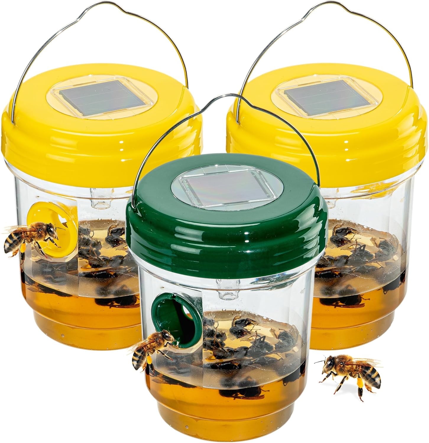 3 Pack Wasp Traps Outdoor Hanging, Solar Bee Trap for Outside, Hornet ...