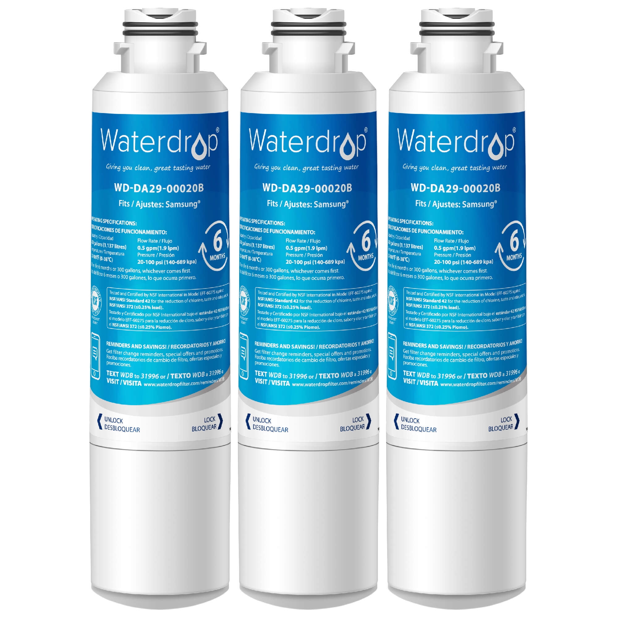 3 Pack Waterdrop DA29-00020B Refrigerator Water Filter, Compatible with ...