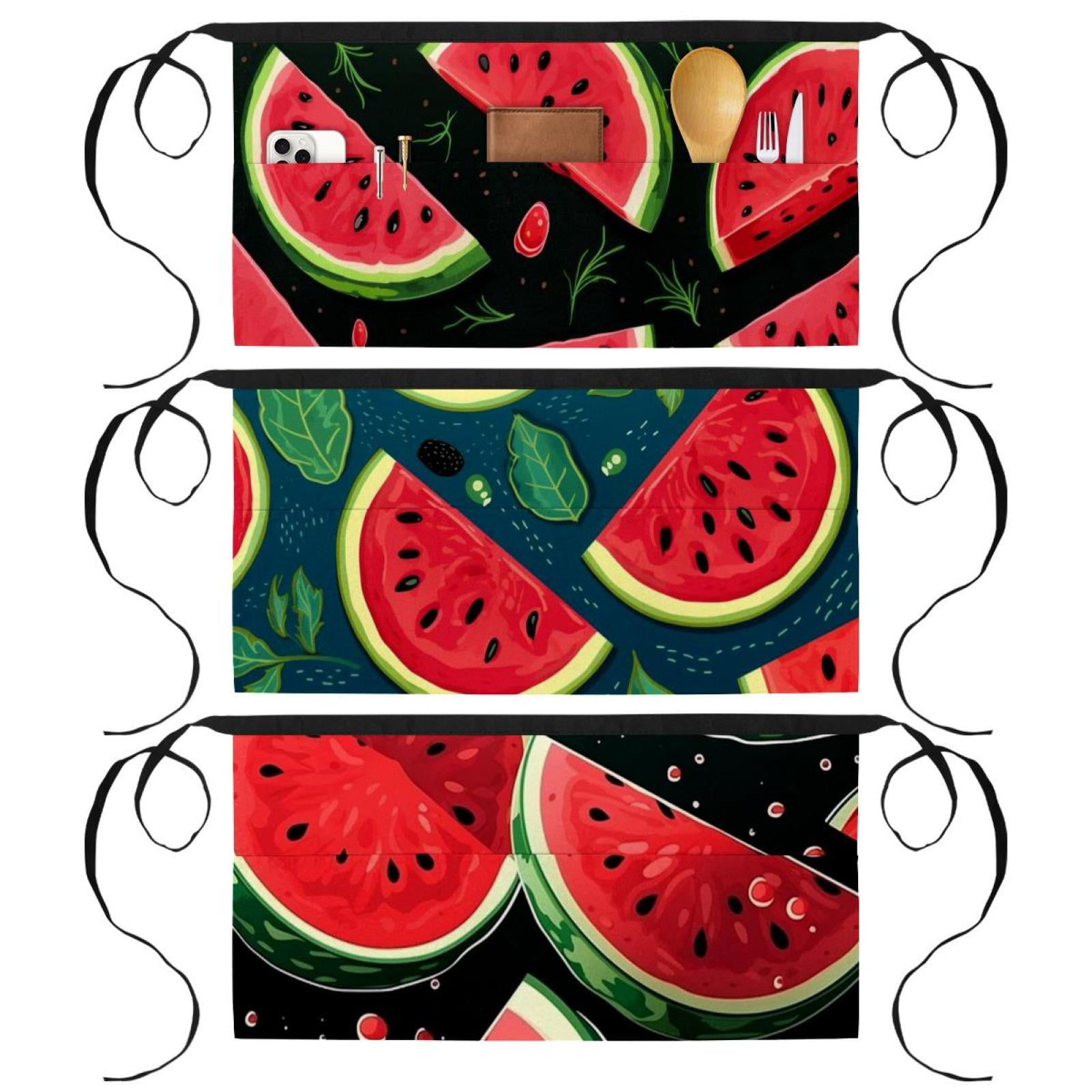 3 Pack Watermelon Waist Aprons - Half Apron with 3 Pockets for Men and ...