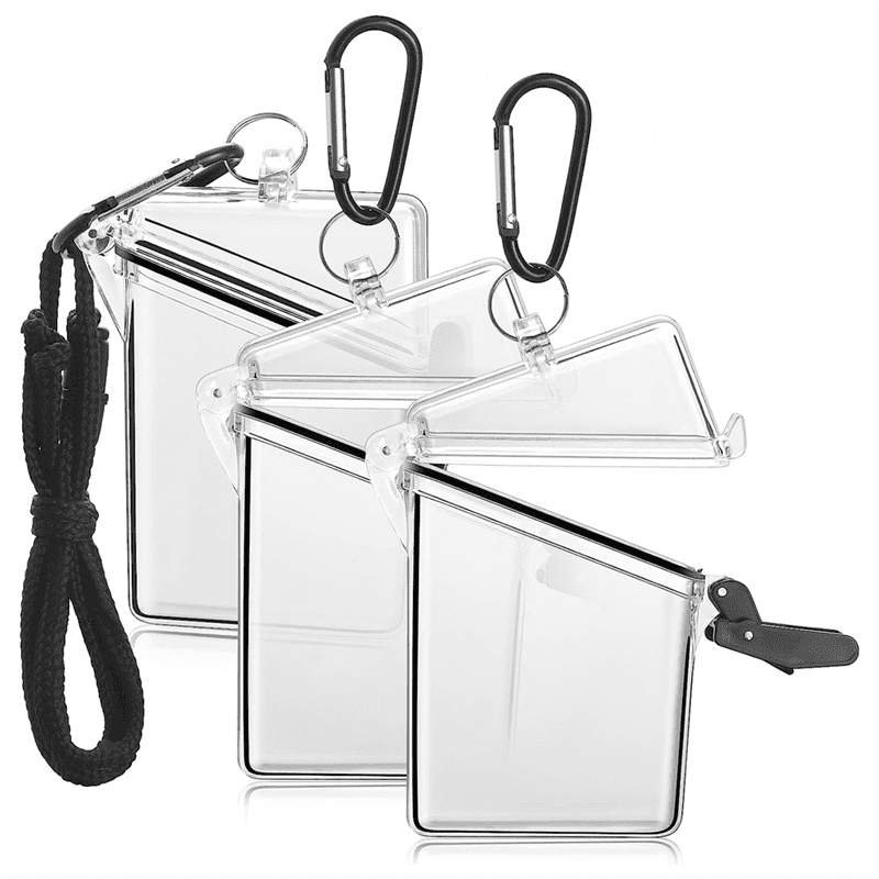 3 Pack Waterproof Id Card Badge Holder Case with Lanyard,Clear Lanyards ...