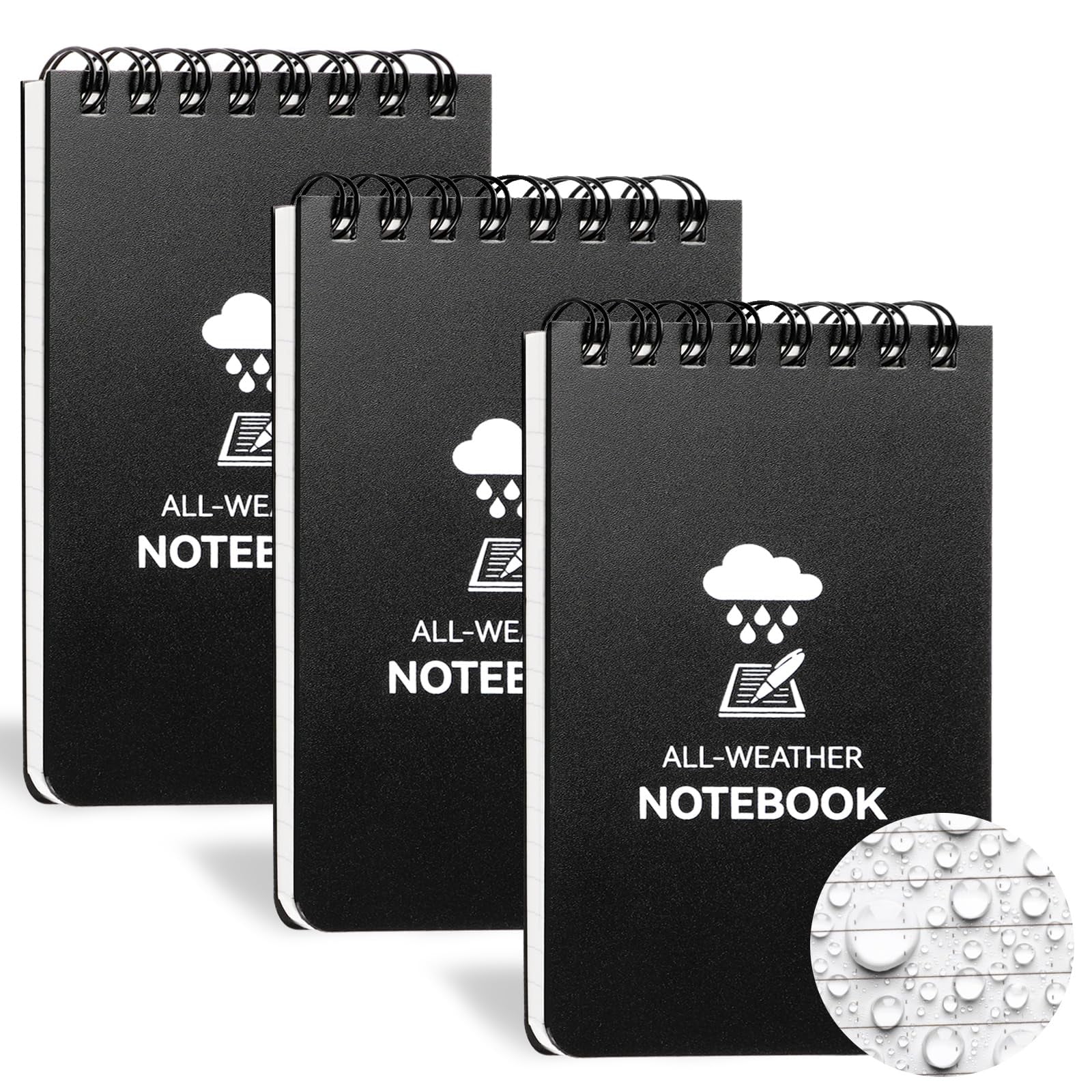 3 Pack All Weather Waterproof Notepad, 3 x 5 Inch Pocket Sized Notebook ...