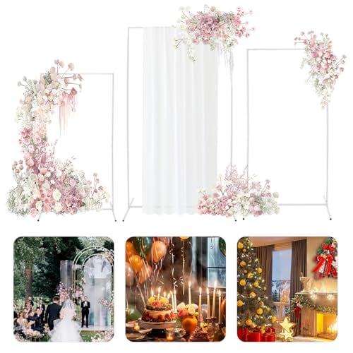 3 Pack Wedding Arch Backdrop Stand, Rectangular Metal Backdrop Stand ...