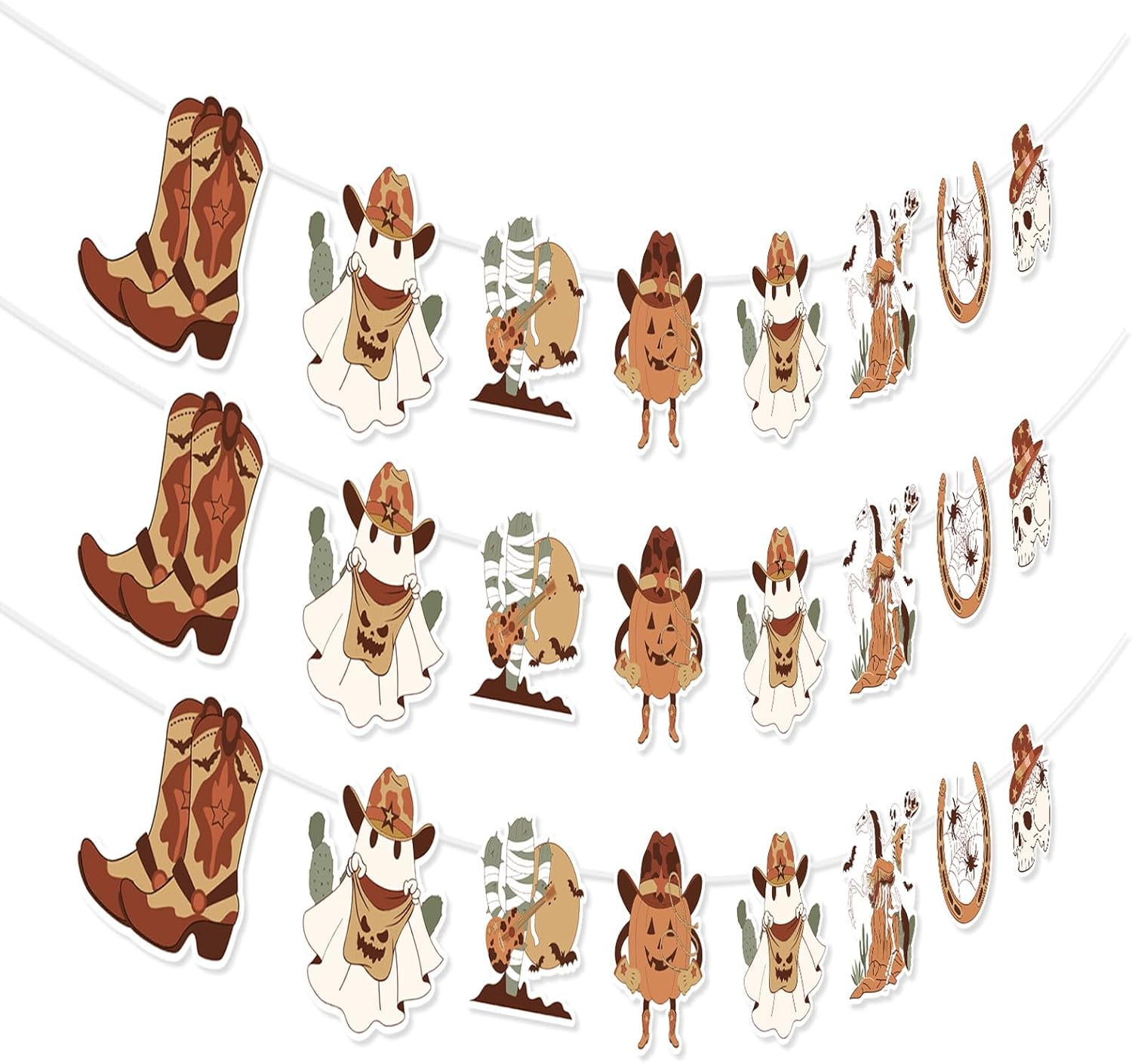 3 Pack Western Halloween Garlands Party Decorations, Halloween Wild ...