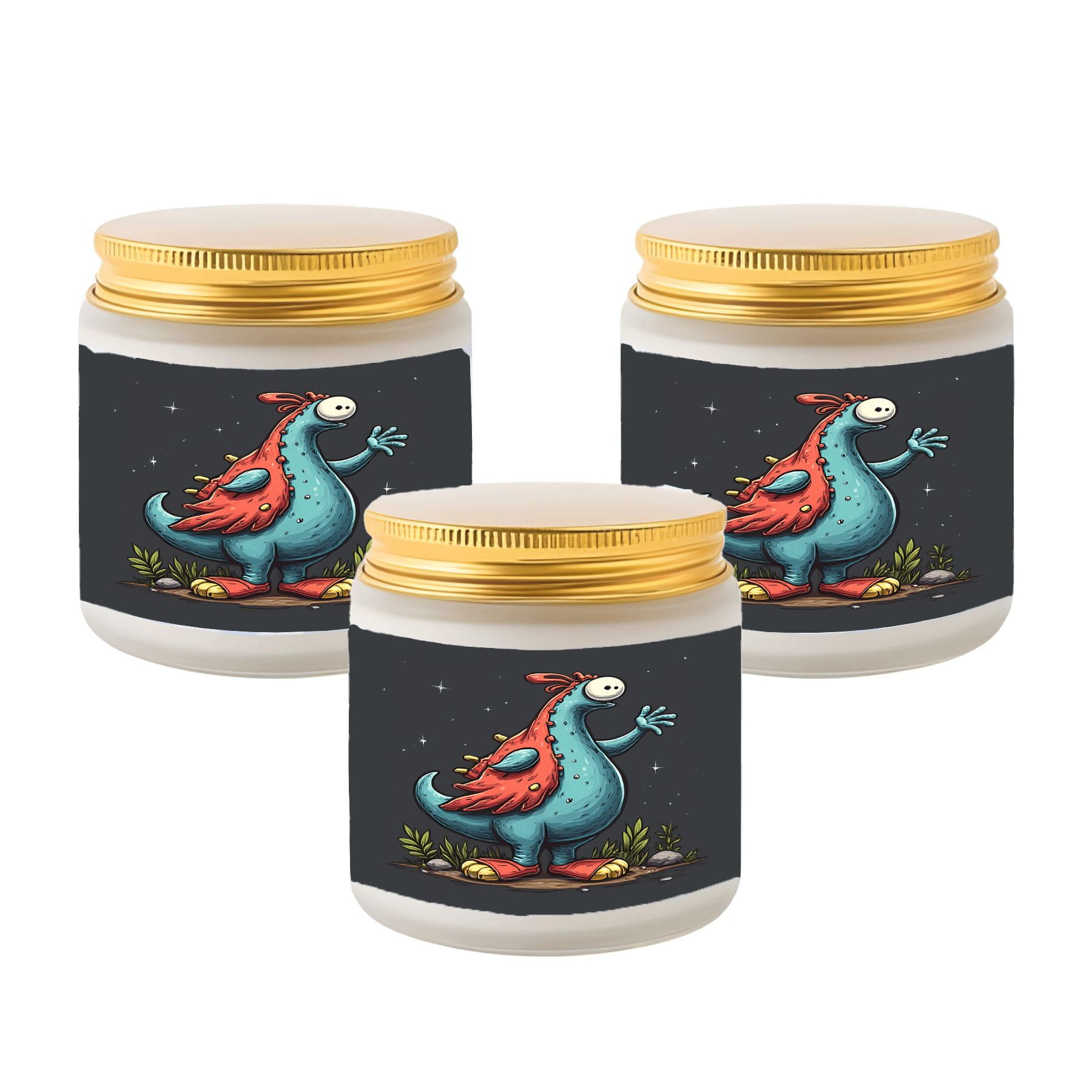 3 Pack Whimsical Dragon Scented Soy Wax Candles - Vibrant Blue & Red ...