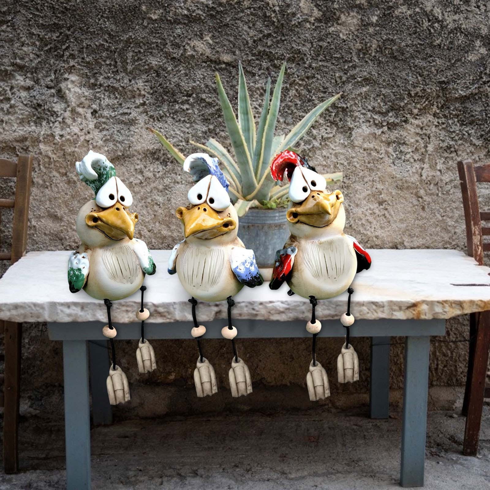 3 Pack Whimsical Resin Chicken Figurine with Wobbly Legs, Colorful ...