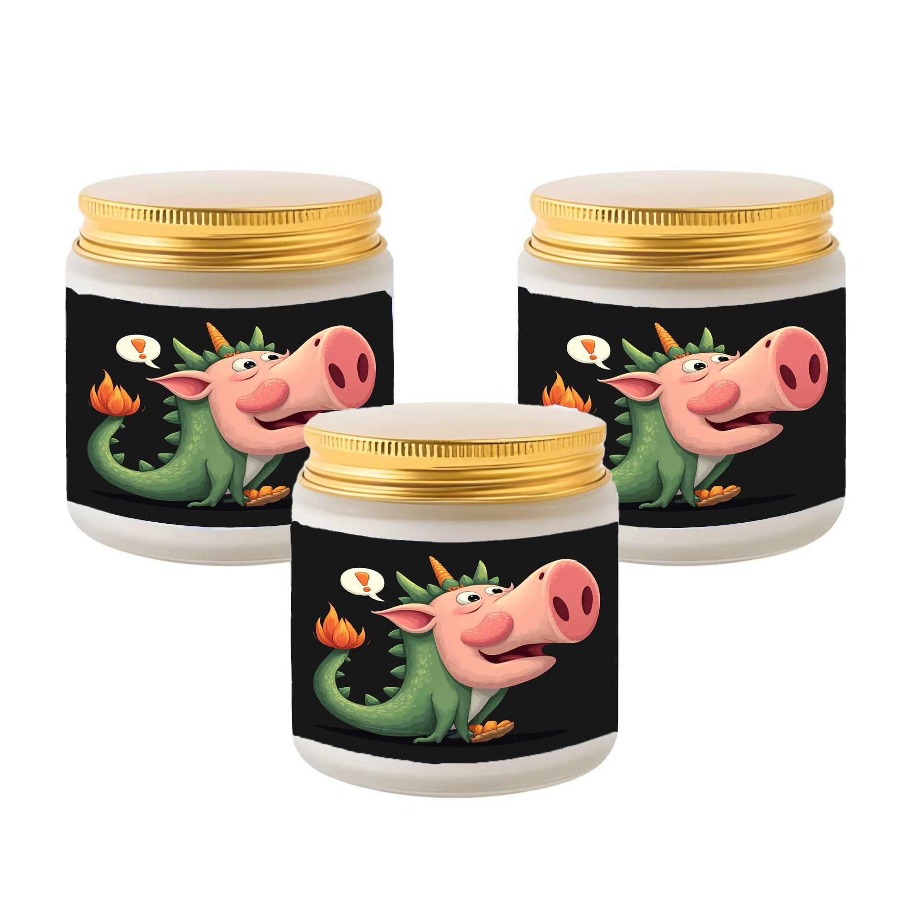 3 Pack Whimsical Scented Soy Wax Candles - Cheerful Pig & Dragon Design ...