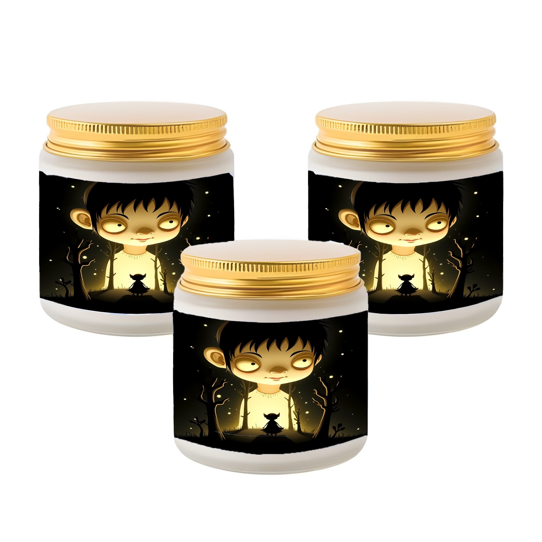 3 Pack Whimsical Scented Soy Wax Candles - Enchanting Forest Design with Glowing Orbs - Perfect ...