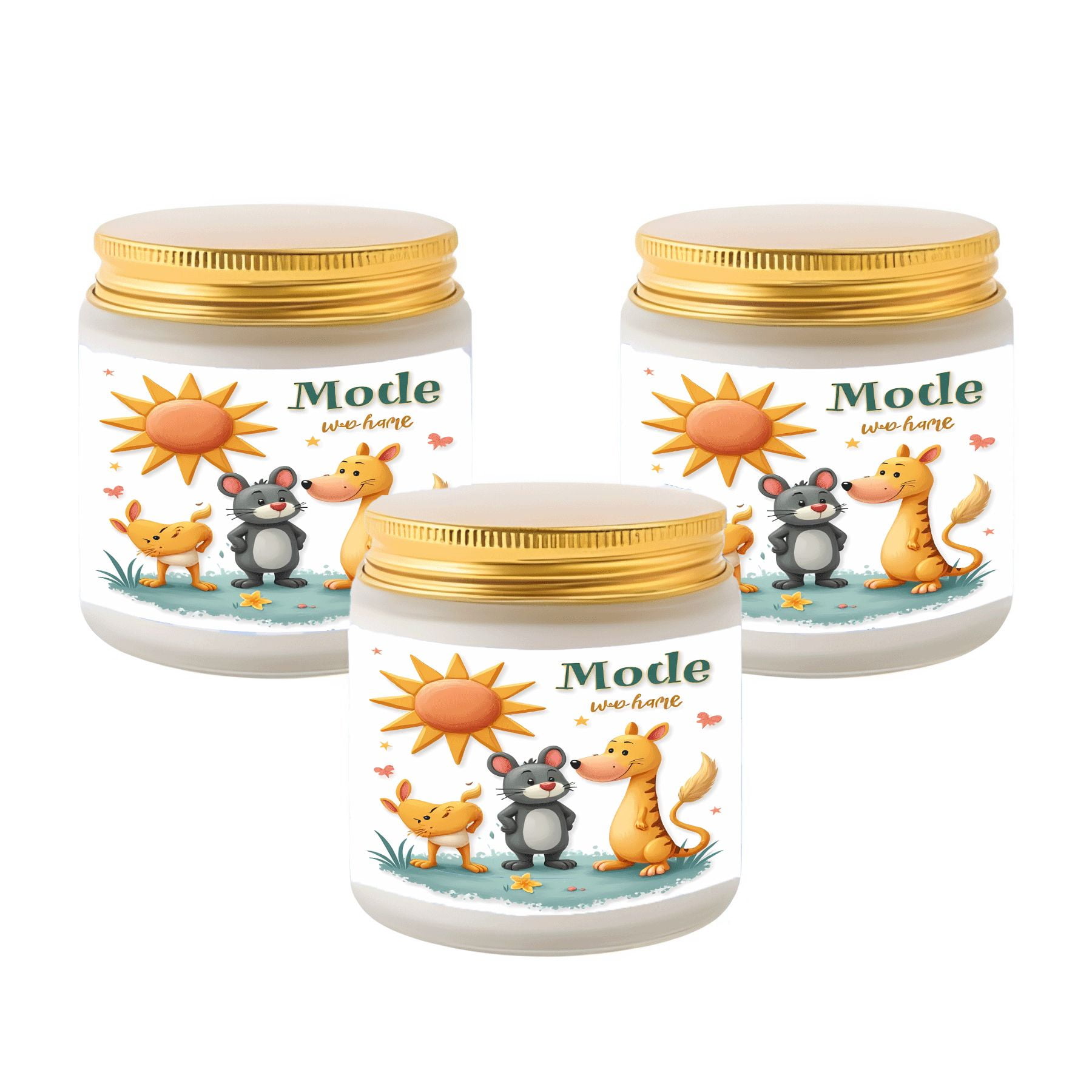 3 Pack Whimsical Scented Soy Wax Candles with Cartoon Animal Designs ...