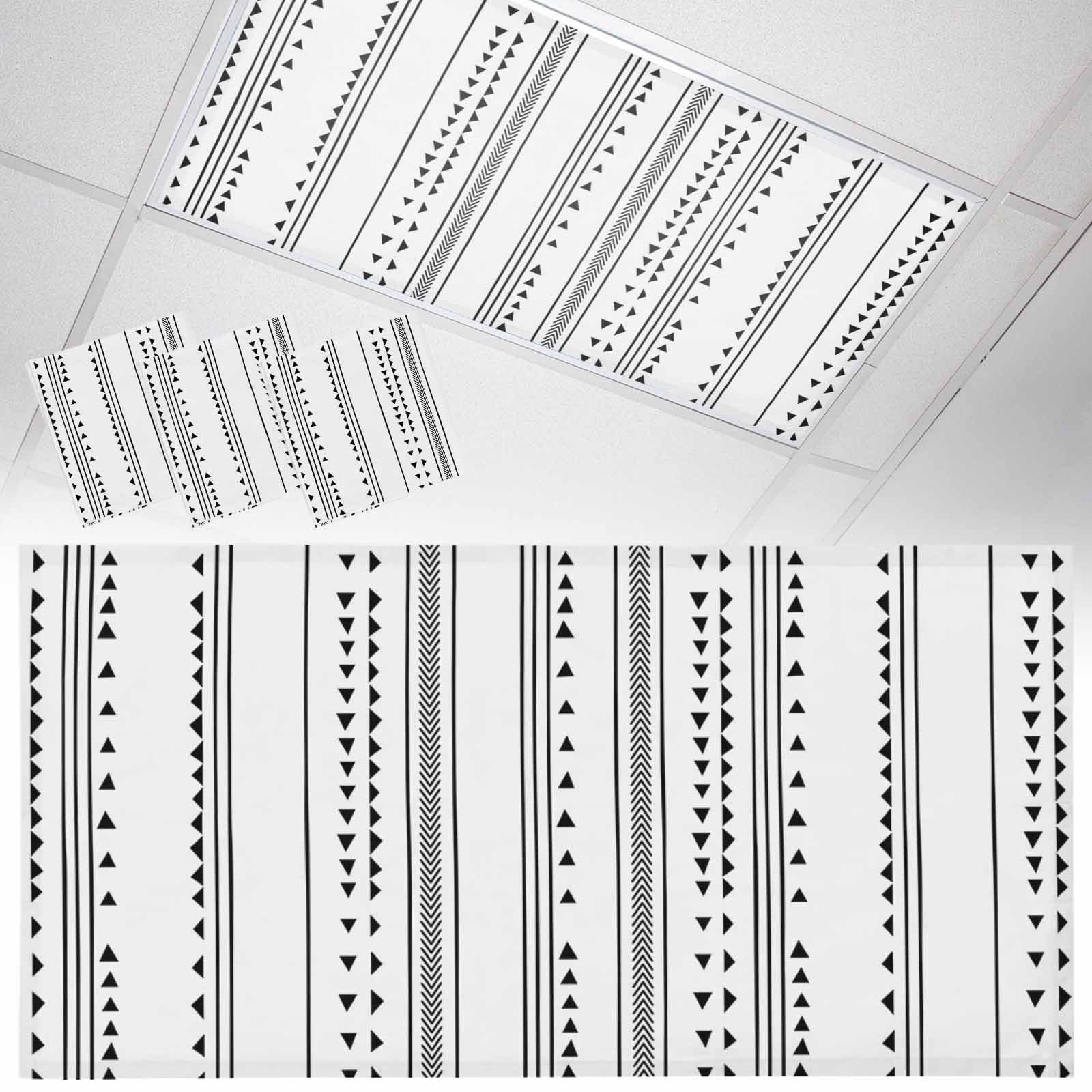 3 Pack White Boho Fluorescent Light Covers for Ceiling Lights Geometric ...