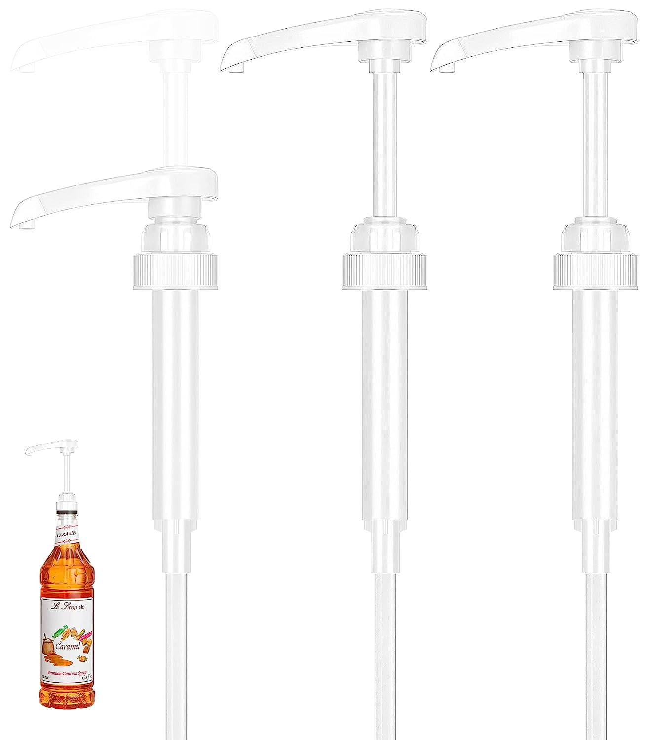 3-Pack White Little Squirt Syrup Pumps for Coffee Syrup Bottles, Fits ...