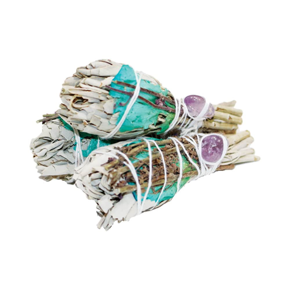3 Pack White Sage Torches Smudge Sticks with Lavender, Rose Petals and Amethyst Crystals ...