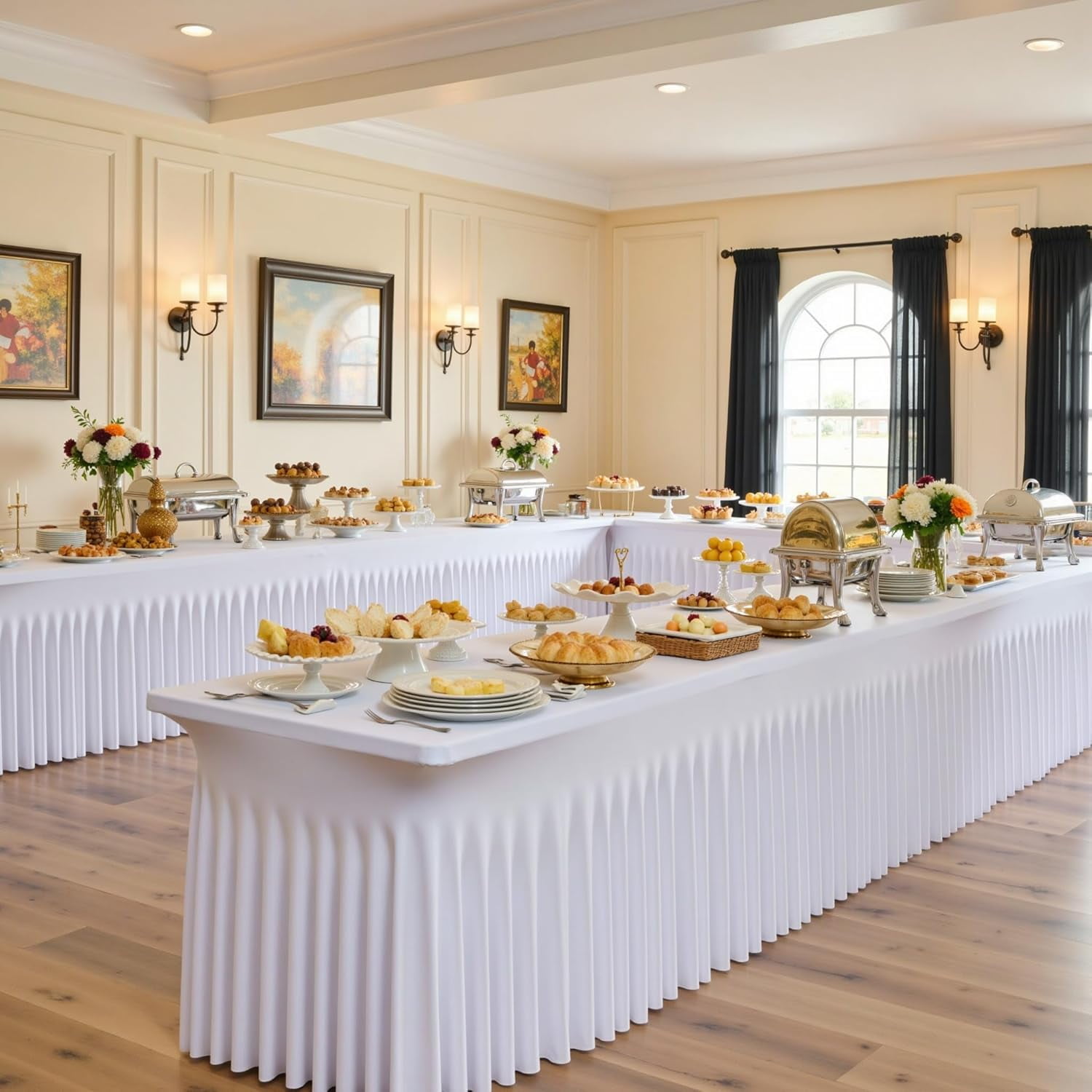 3 Pack White Spandex Table Cloths for 8 Foot Rectangle Tables - Walmart.com