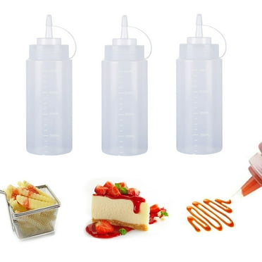 3 Pack Condiment Squeeze Bottles - 8 OZ Durable Plastic Squeeze Squirt ...