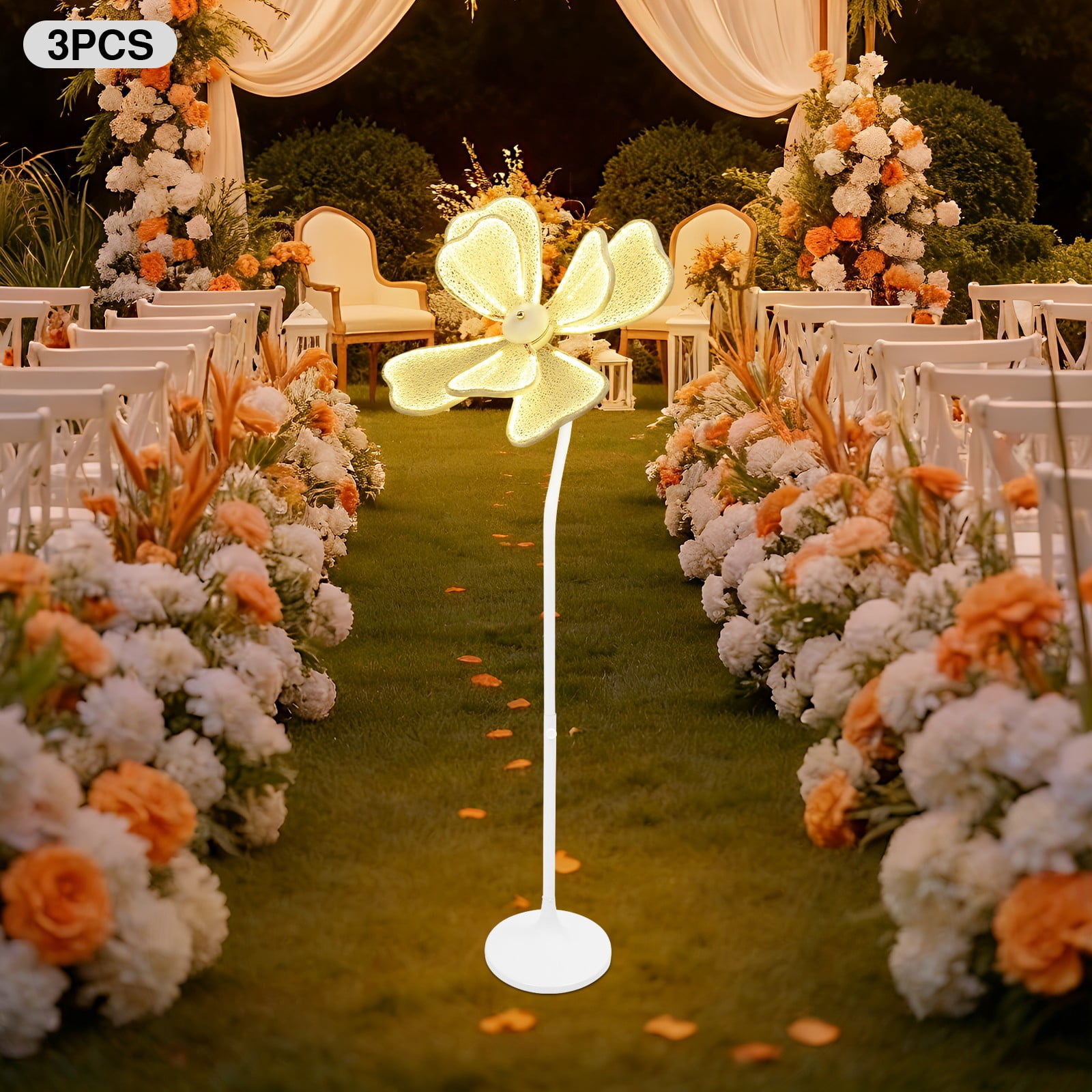 3-Pack White Wedding Floor Lights LED Warm Light(3000K), US Standard ...