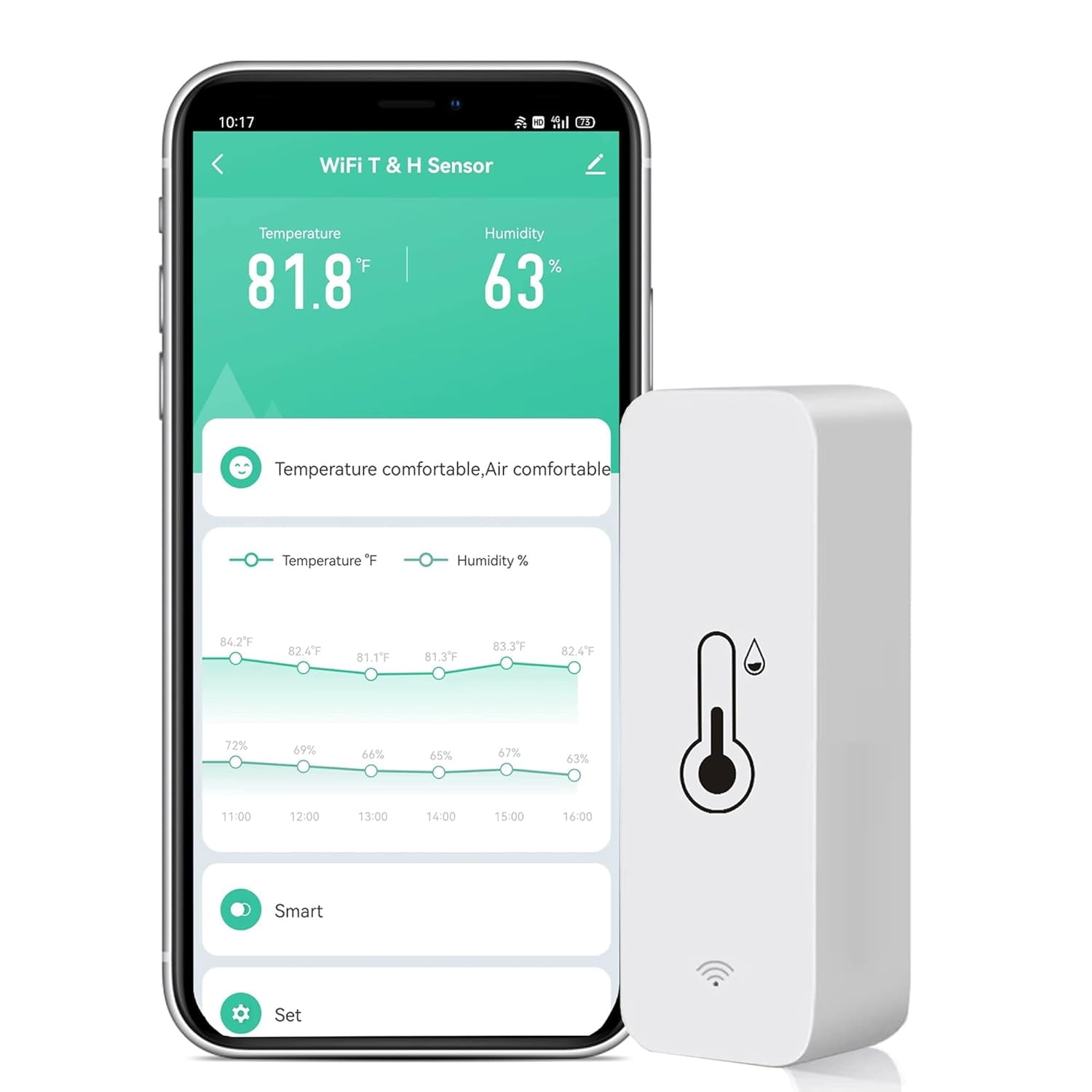 WiFi Temperature Humidity Sensor: Wireless Temperature Humidity Monitor ...
