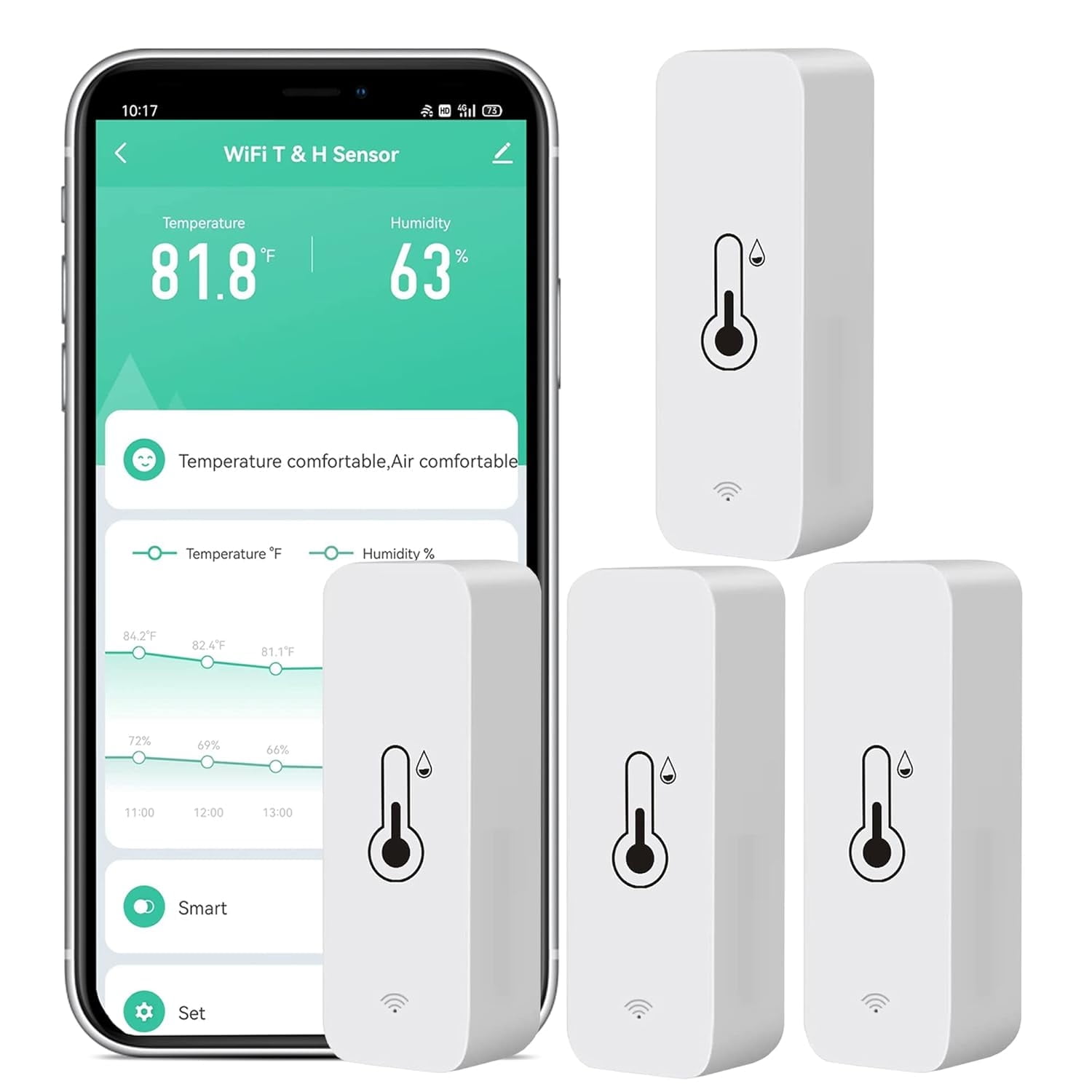 WiFi Temperature Humidity Sensor: Wireless Temperature Humidity Monitor ...