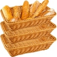 3 Pack Wicker Bread Baskets for Serving 12 Inch Rattan Tray Rectangular ...