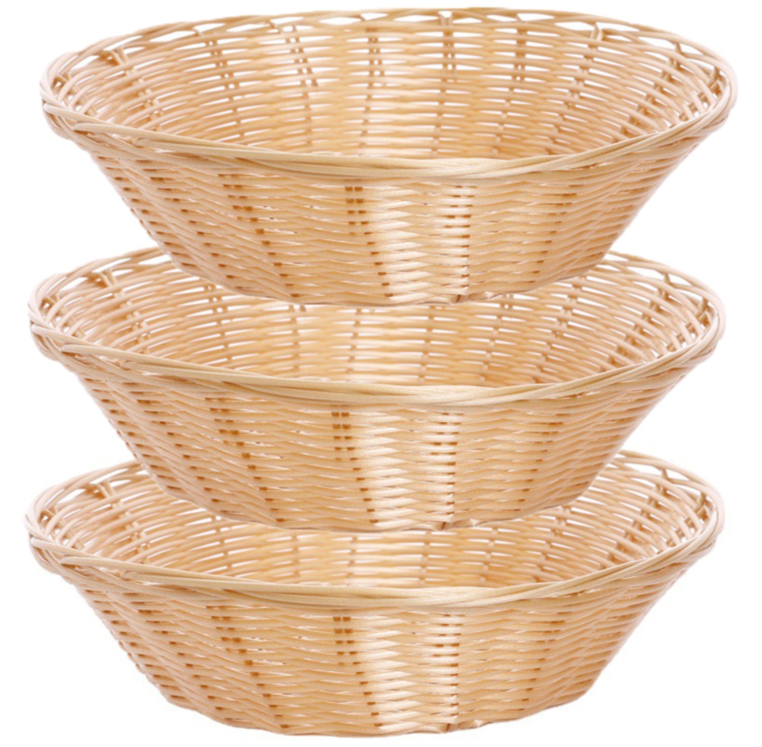 3 Pack Wicker Bread Serving Baskets,Happon 9.4 Inch Woven Bread Basket ...