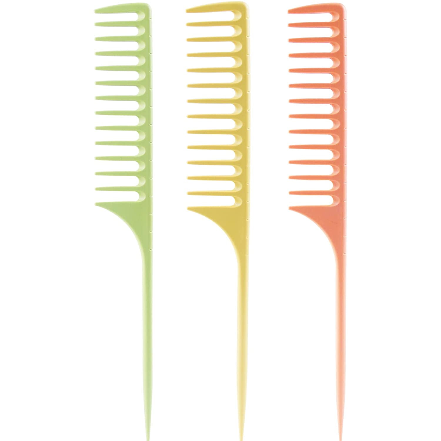 3-Pack Wide Tooth Comb Rat Tail Comb - Perfect for Detangling, Teasing ...
