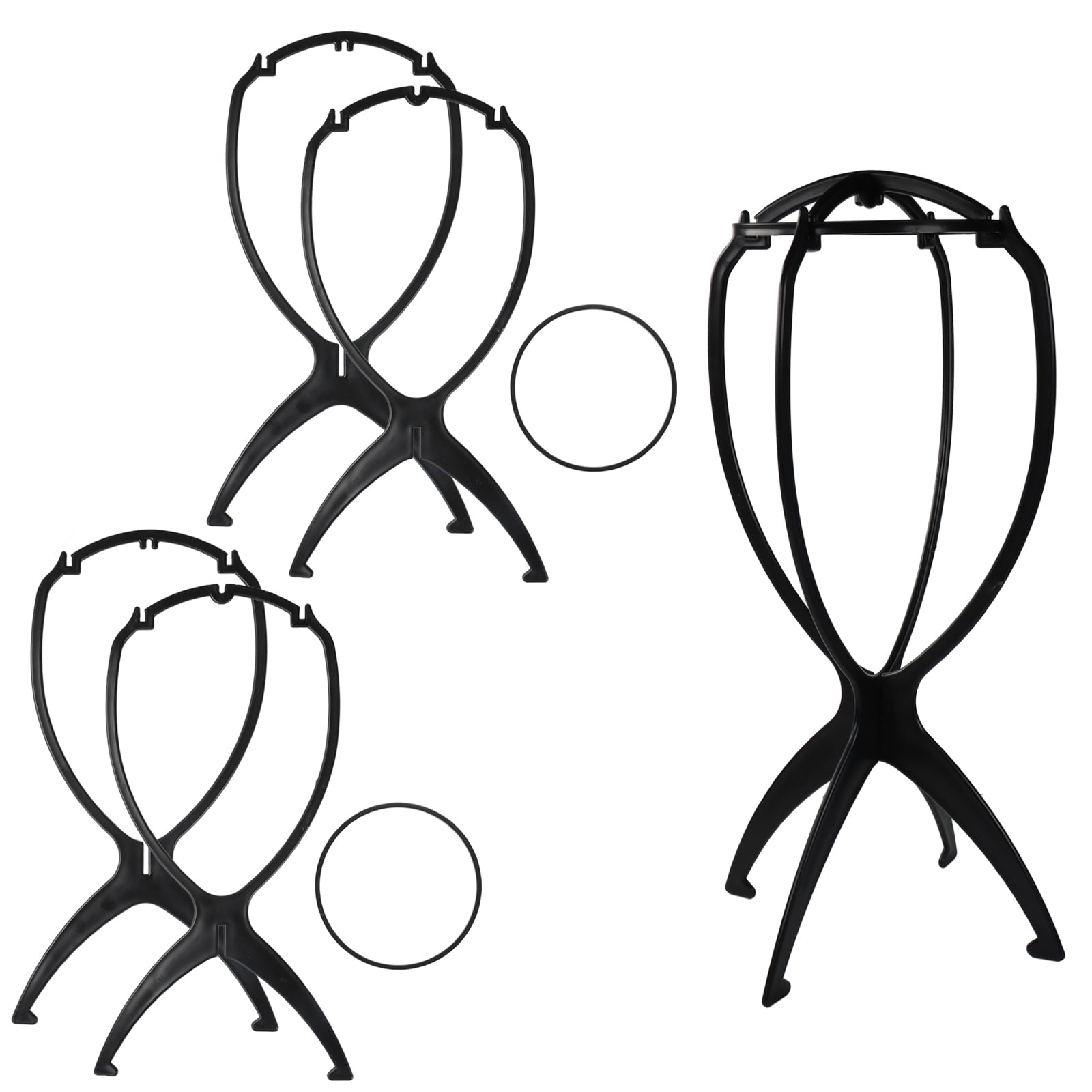 Dboo 3 Pack Black Wig Stand Portable Collapsible Wig Head Stand for ...