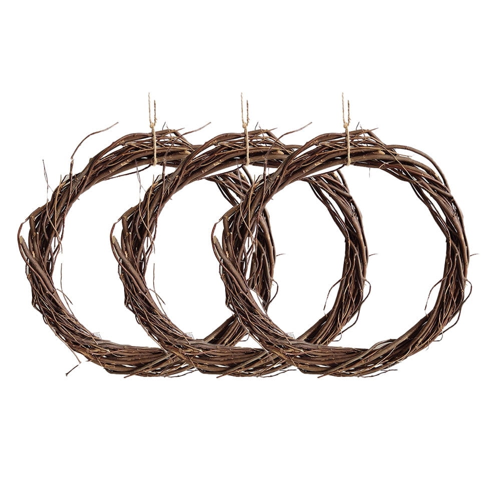3 Pack Willow Branches Wreaths Natural Rattan Wreath Garland Decoration ...