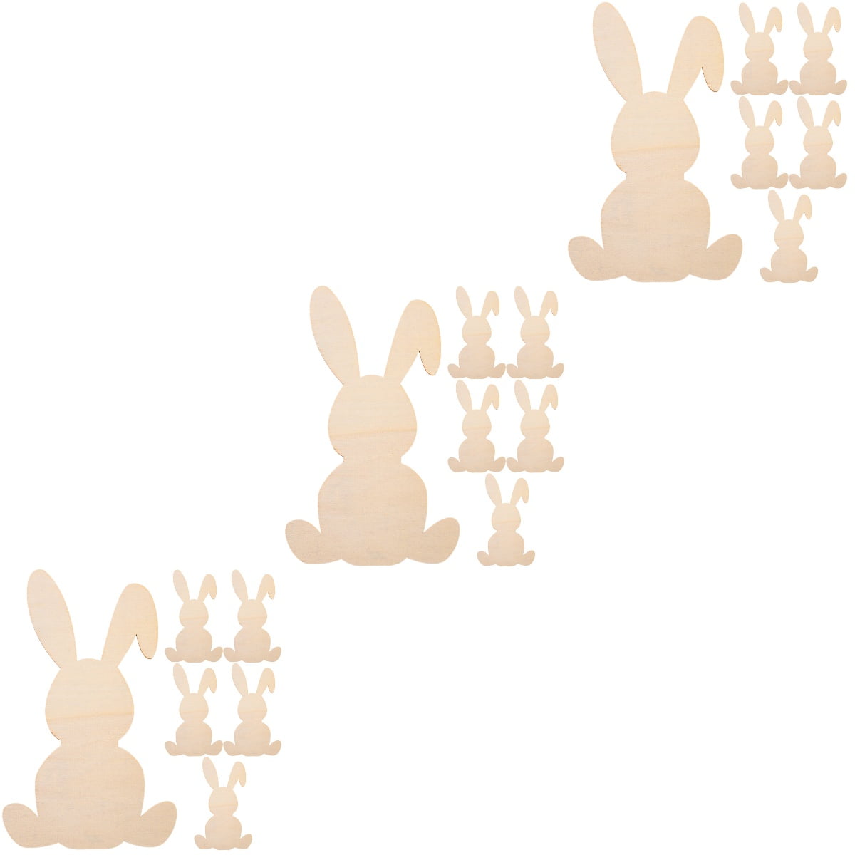 3 Pack Wind up Toy Tiki Rabbit Shaped Wood Chips Bunny Cutouts Easter ...