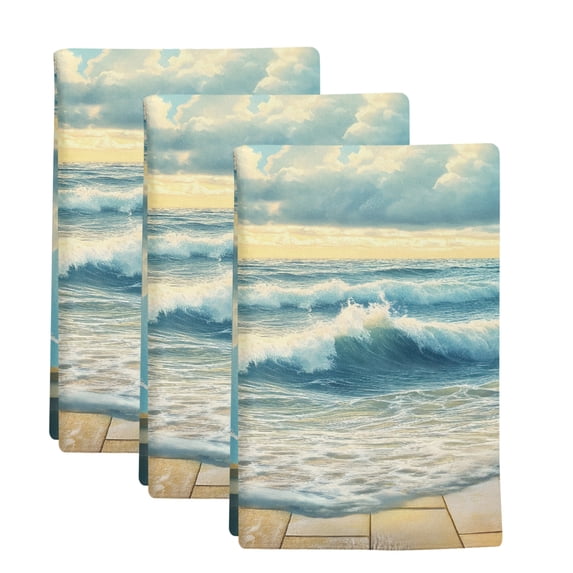3 Pack Window On The Ocean Kitchen Towels Wave Cloud Summer Scenery ...