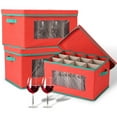 3 Pack Wine Glass Storage Boxes with Dividers, 12 Compartment Stemware ...