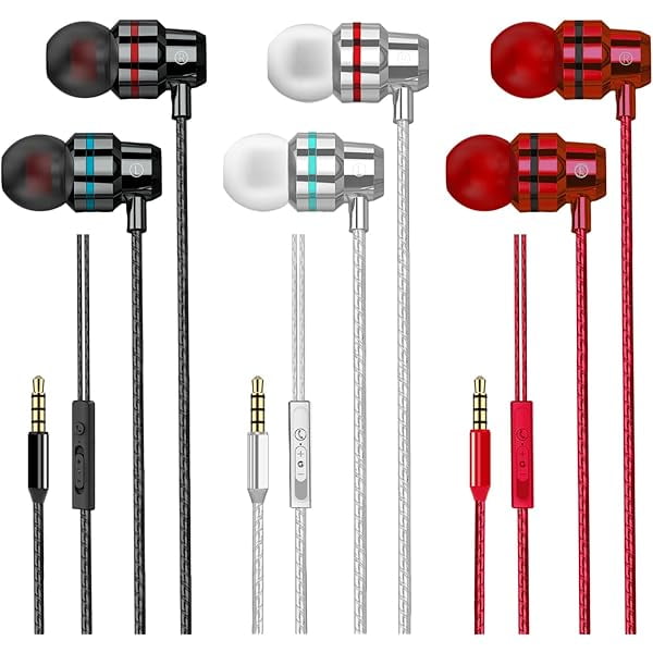 3 Pack Wired Earbuds, Wired in-Ear Headphones with Microphone and ...